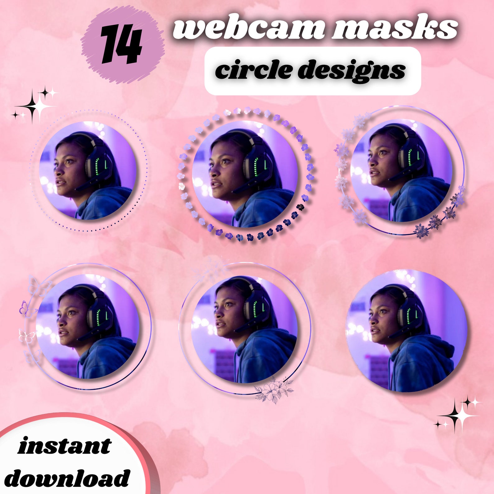 Circle Shape Webcam Mask Bundle | 14 STYLES | Designs | Made for ...