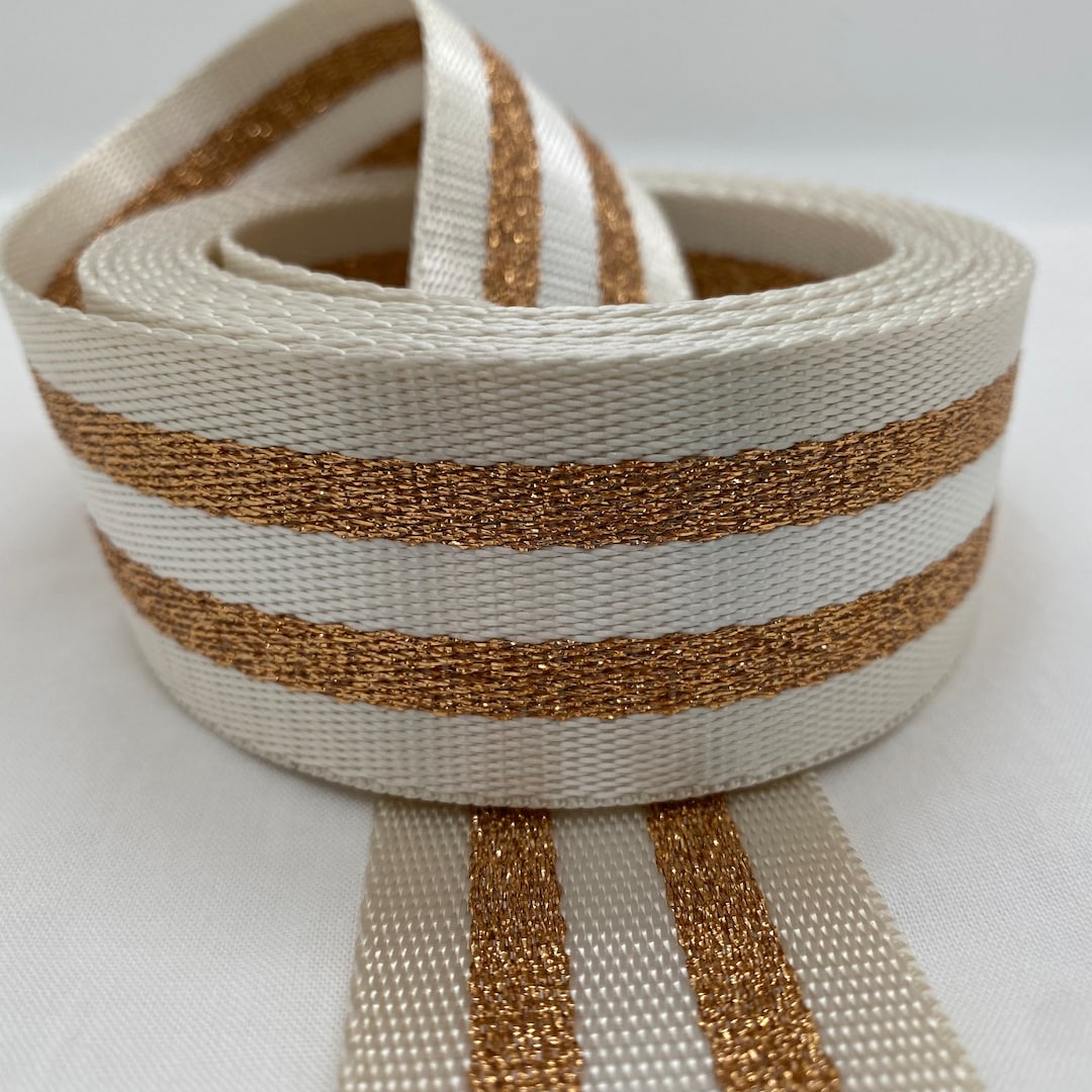 Webbing white&copper Stripes, Cream / 38 Mm - Etsy