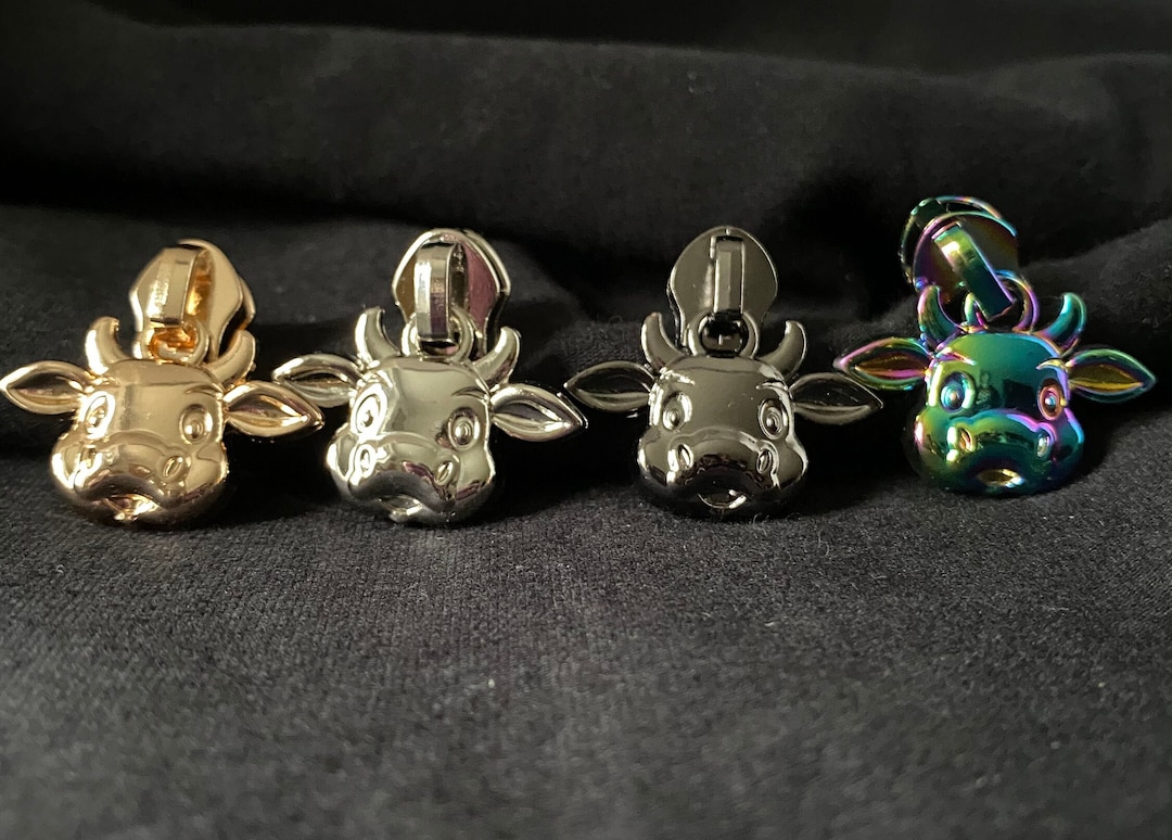 Zipper "cow", Wide / Slider for Wide Endless Zippers With Plastic Bead ...