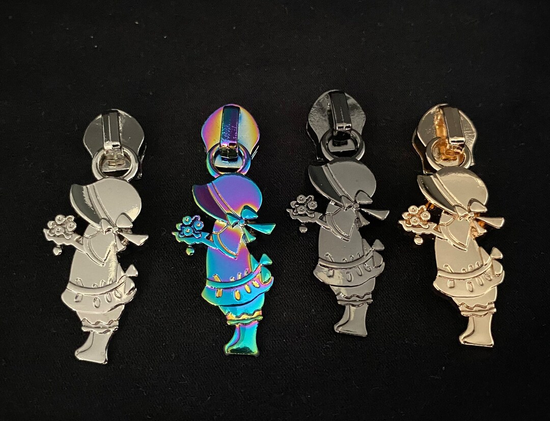 Zipper girl With Flowers, Wide / Slider for Wide Endless Zippers With ...