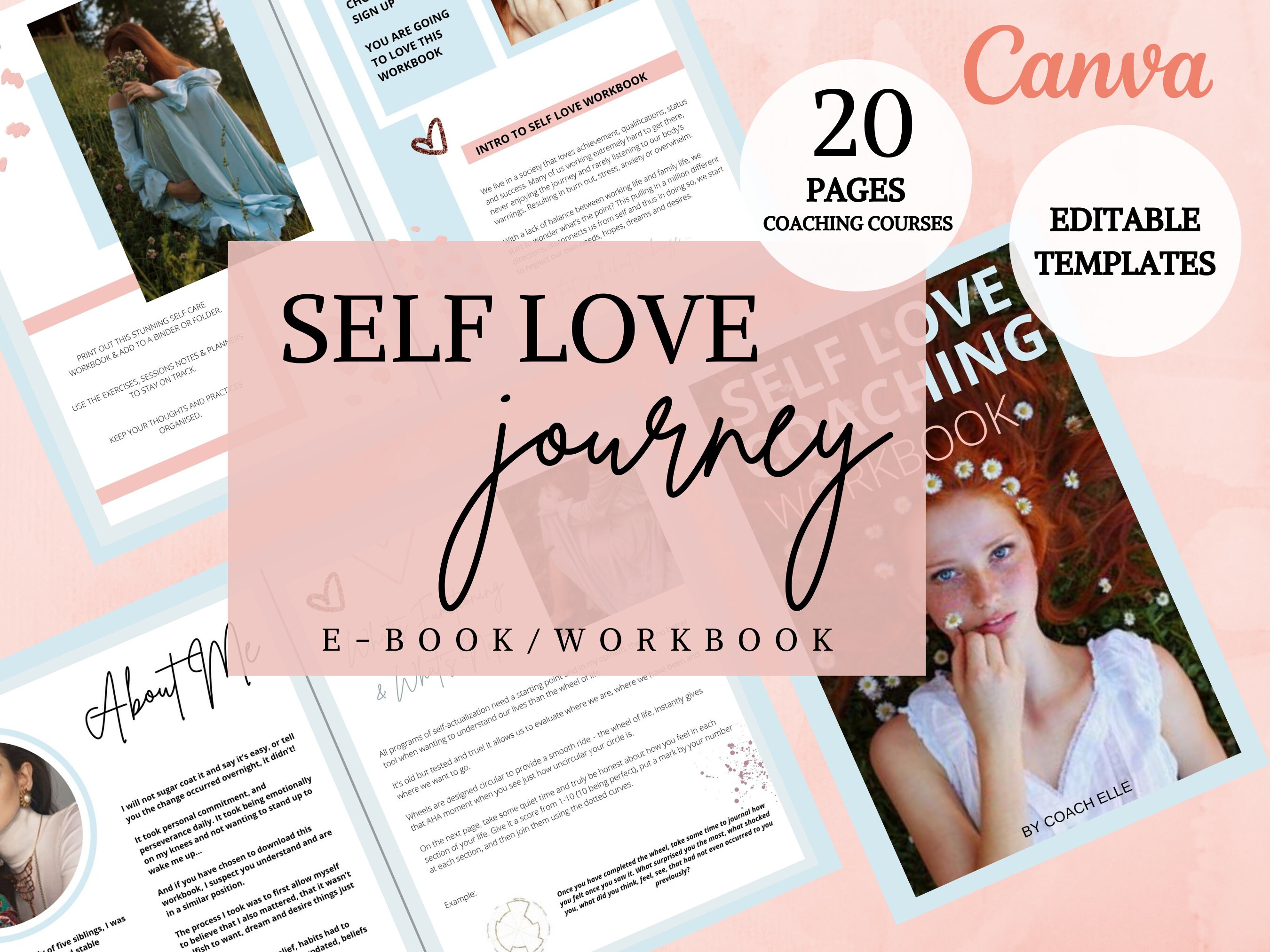 Self Love Workbook Canva Template Brandable Ecourse doneforyou Editable ...