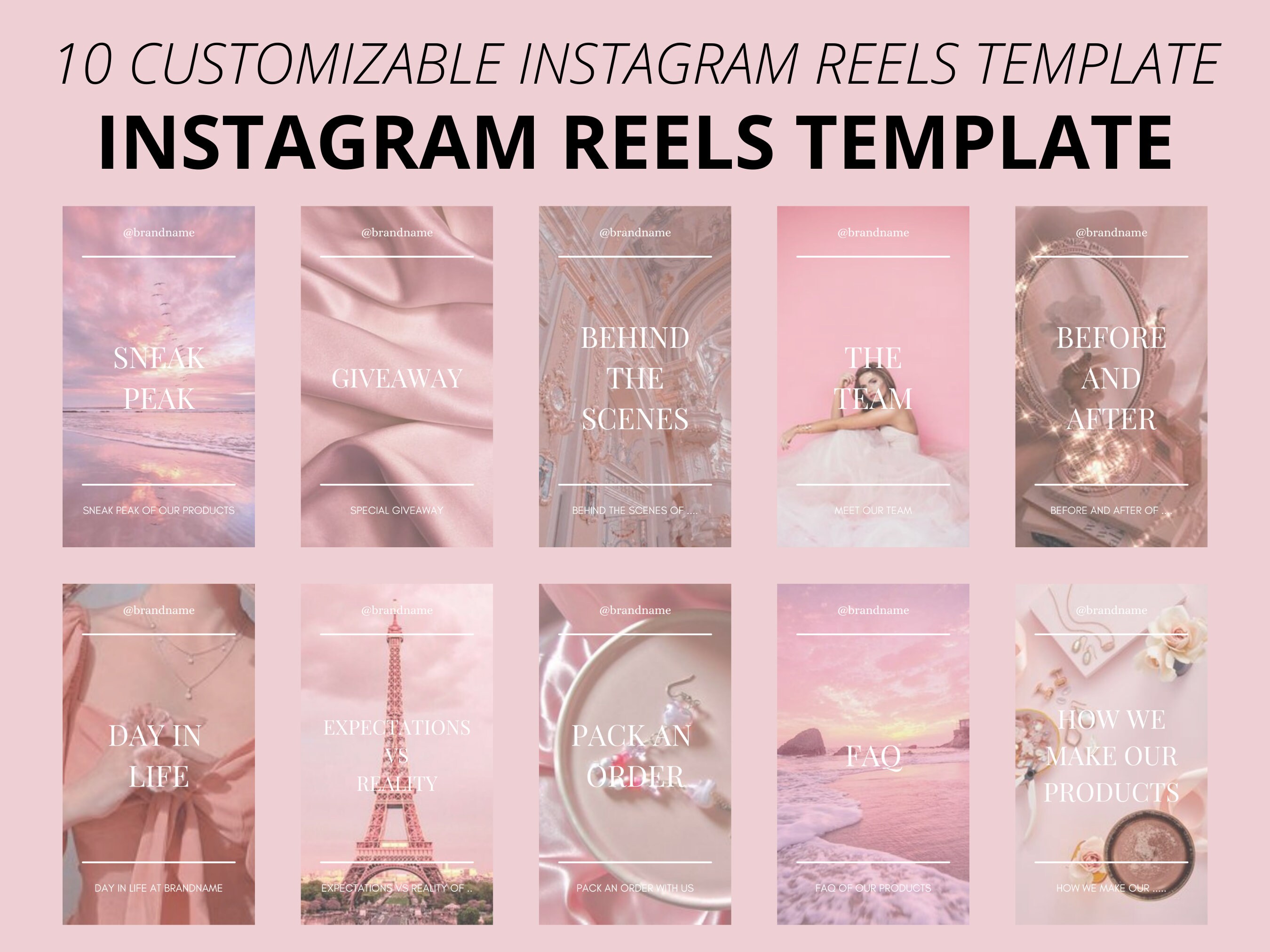 10 Pink Instagram Reels Cover Templates Custom Canva Template for ...