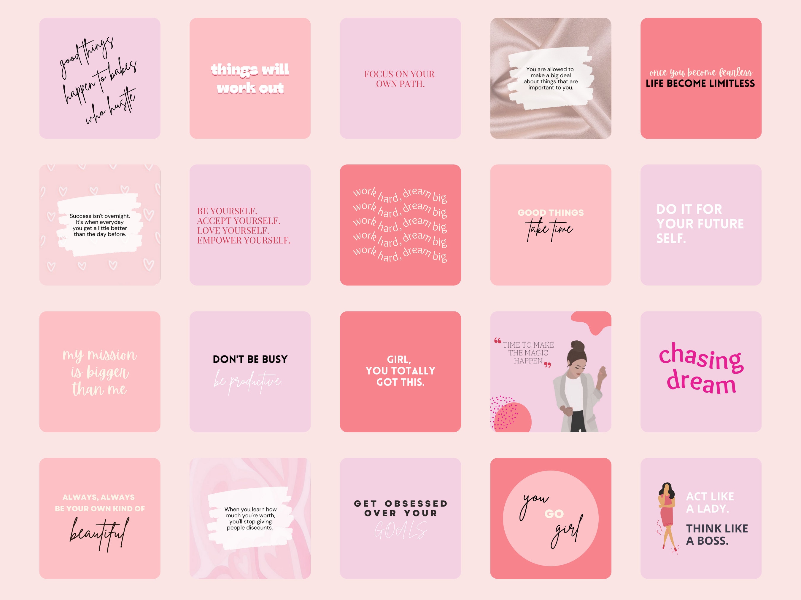 30 Pink Instagram Quotes Post Templates | Girl Boss, Instagram Quotes ...