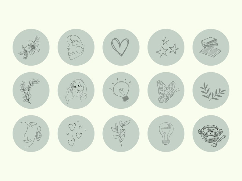 Minimal Sage Green Instagram Highlight Covers for Content Creators ...