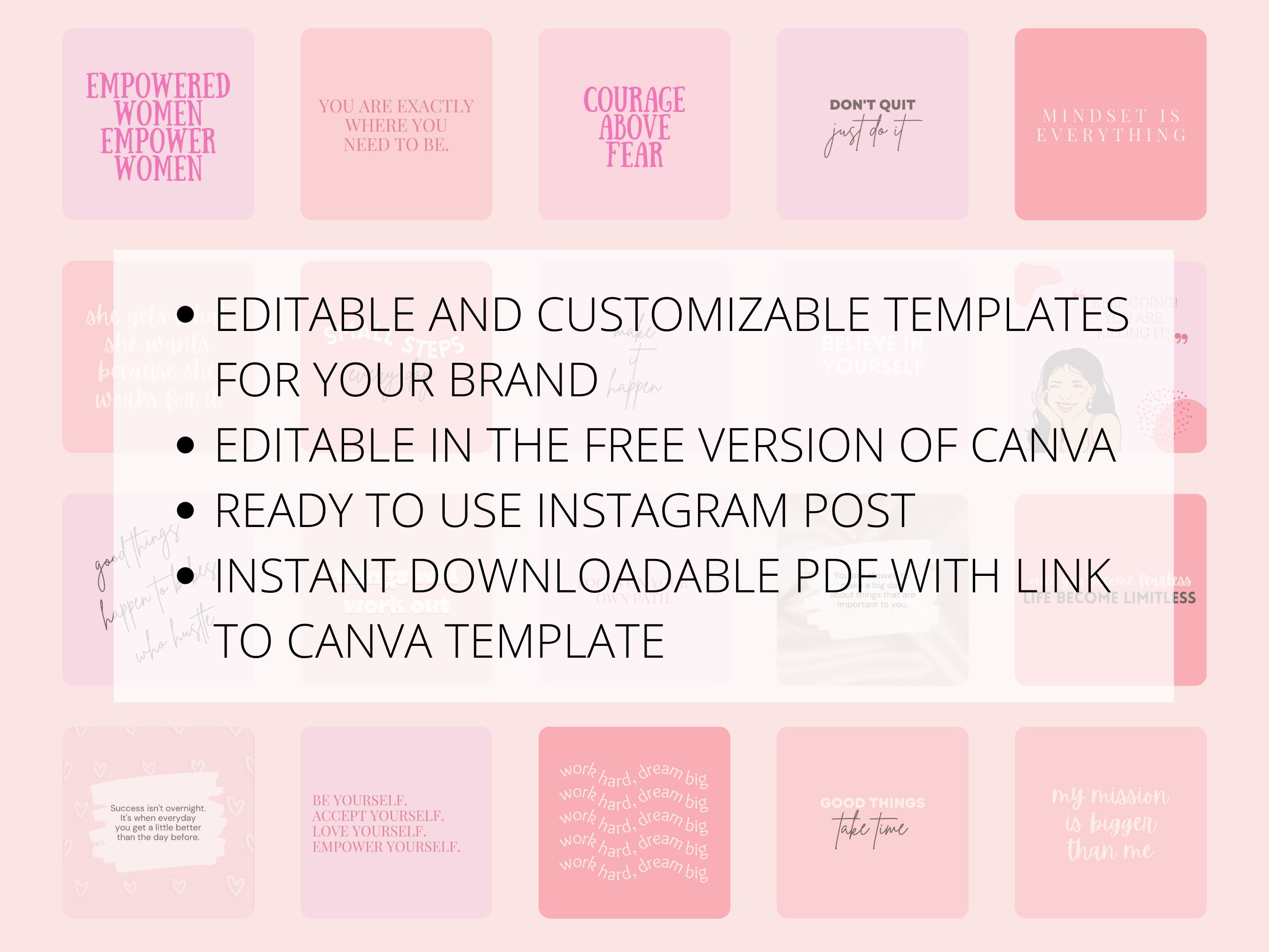 30 Pink Instagram Quotes Post Templates | Girl Boss, Instagram Quotes ...