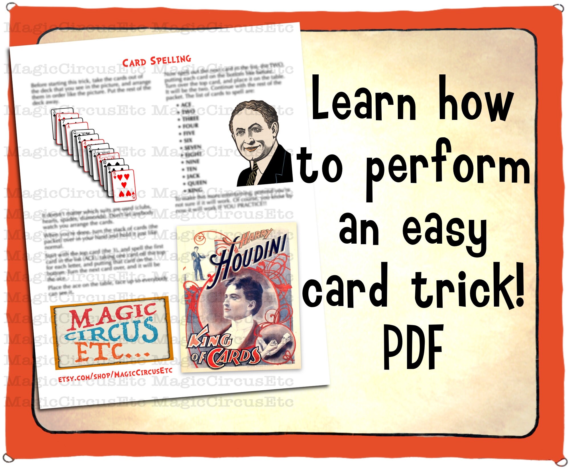 Vintage Houdini Magician Poster, Printable Large High Resolution Files ...