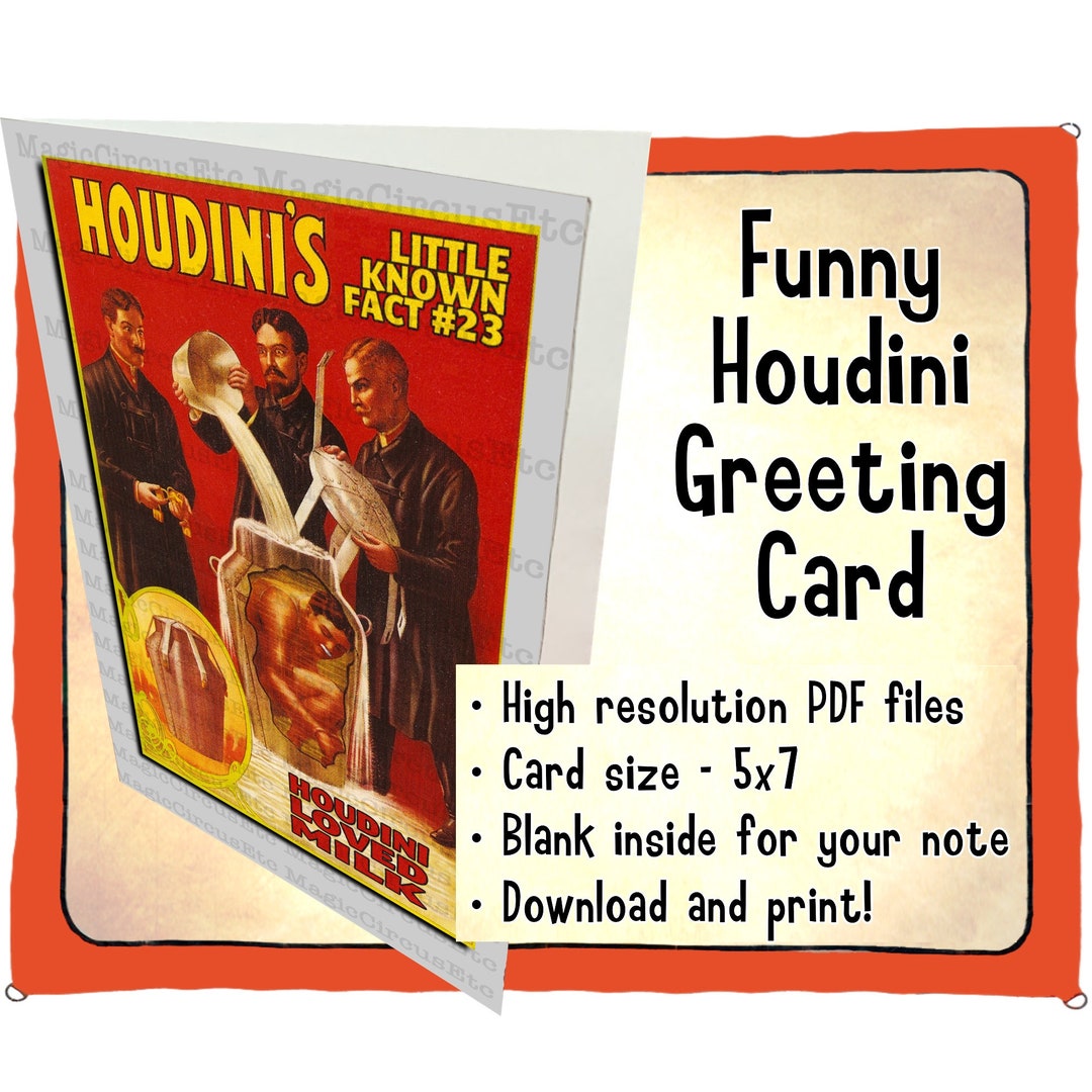 Houdini Famous Milk Can Escape, Funny Greeting Card for Magic Fans ...