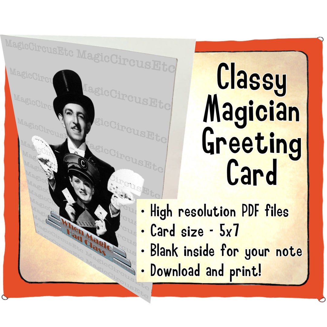 Cardini Magician Classy Greeting Card for Magic Fans. Classic Card ...