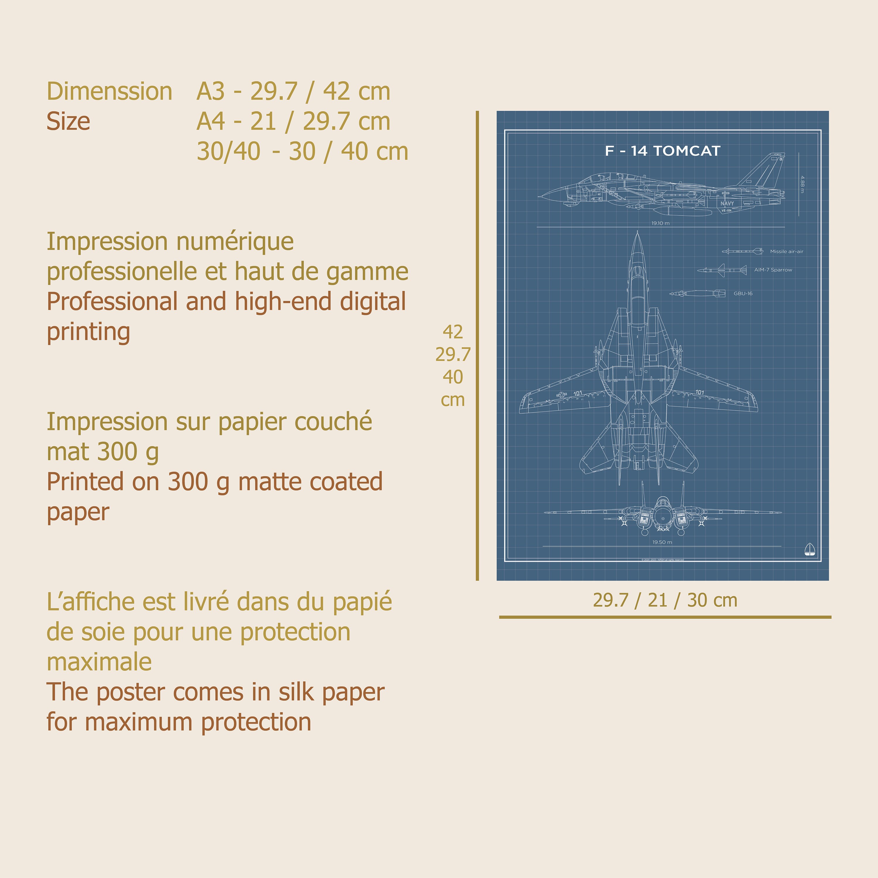 F-14 Tomcat Plan Poster / Vertical / Blueprint Collection - Etsy Australia