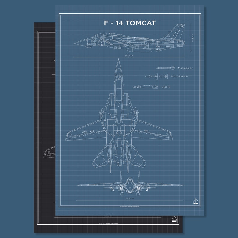 F-14 Tomcat Plan Poster / Vertical / Blueprint Collection - Etsy Australia