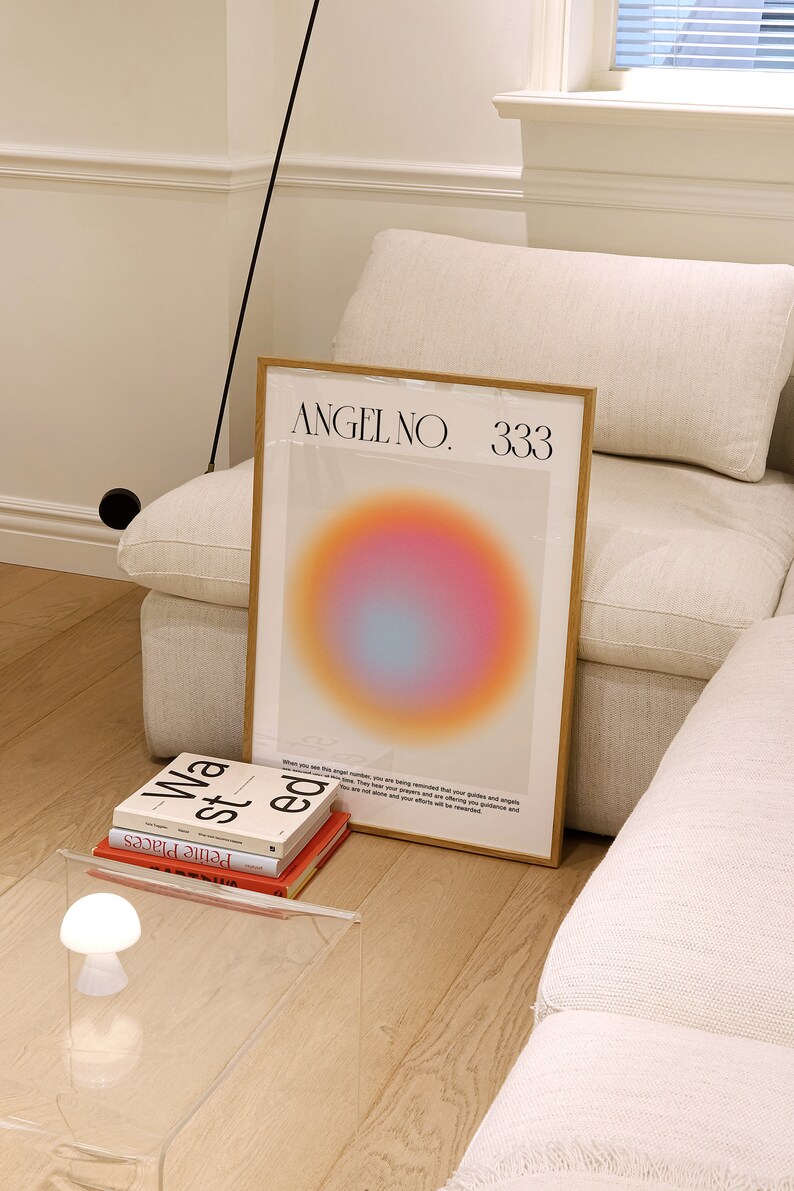 333 Poster, 333 Gradient Poster, Pink Aura Poster, Angel Number 333 ...