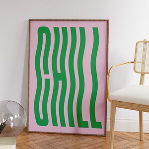 Chill Pink and Green Art Print, Pink Poster, Self Care Poster, Positive ...