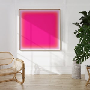 Pink Square Gradient Canvas, Dreamy Pink Aura Stretched Canvas, Large ...