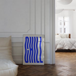 Chill Poster, Bright Blue Chill Art Print, Trendy Wellness Art Print ...