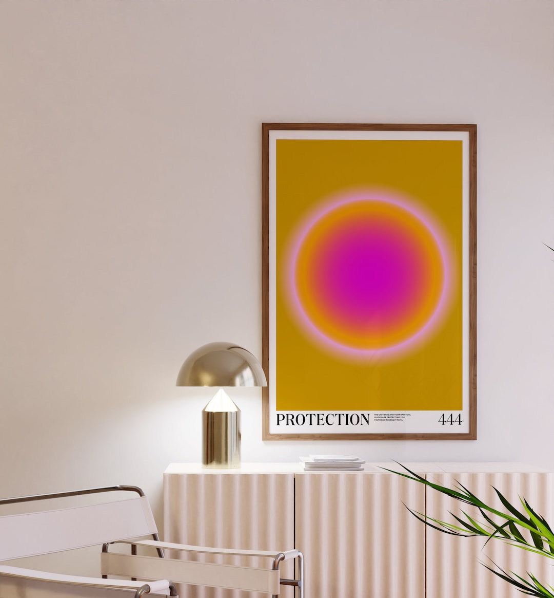 444 Angel Numbers Gradient Art Print, Protection Poster, Angel Numbers ...