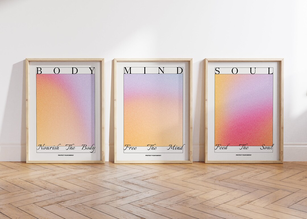 Mind Body Soul Art Prints Set of 3 Prints, Spiritual Art Prints, Wall ...