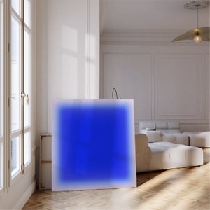 Blue Square Gradient Art Print, Electric Blue Aura Glow Poster, Large ...