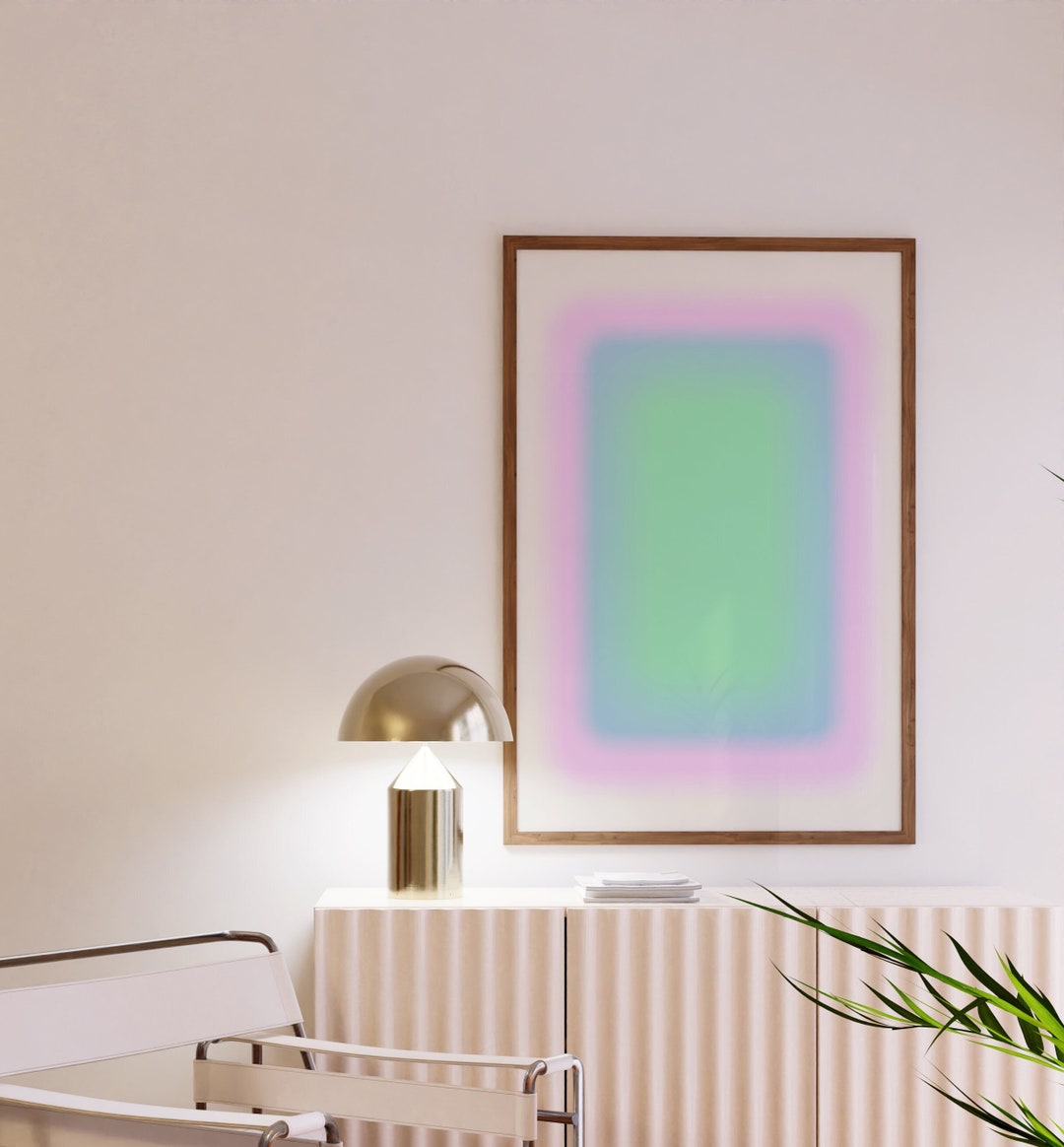 Green Pink Aura Gradient Art Print, Spiritual Glow Poster - Etsy