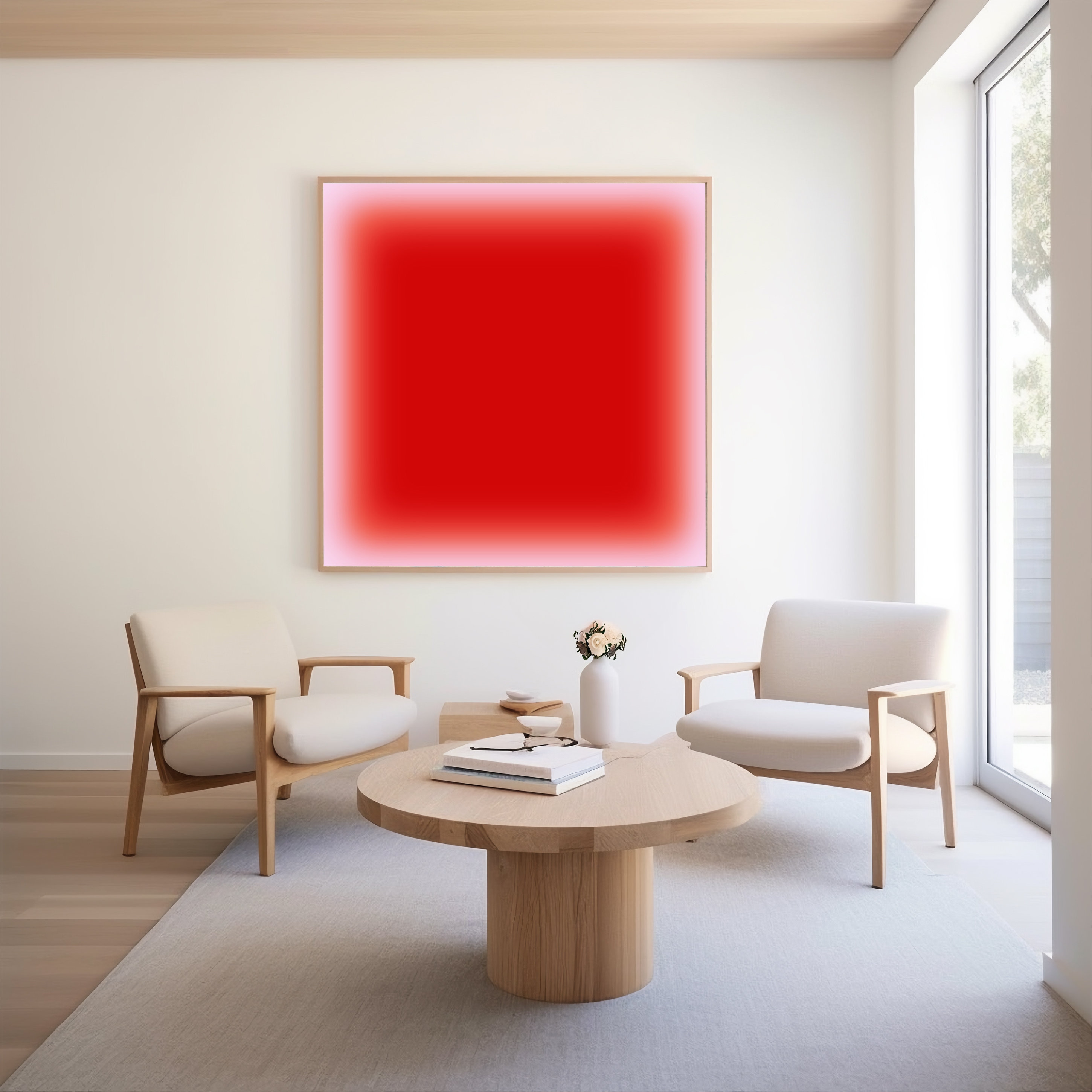 Pink Red Square Aura Digital File, Red Gradient Wall Print, Bold ...