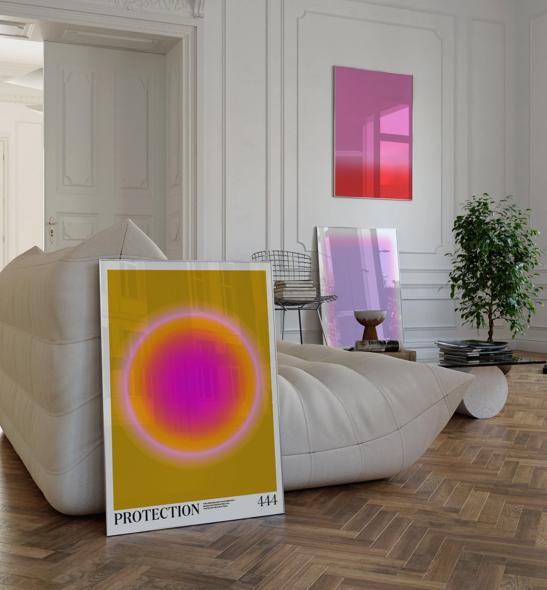 Angel Number 444 Poster, , Aura Art Print, Gradient Aura Poster ...