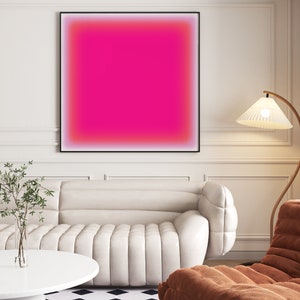 Pink Square Gradient Canvas, Dreamy Pink Aura Stretched Canvas, Large ...