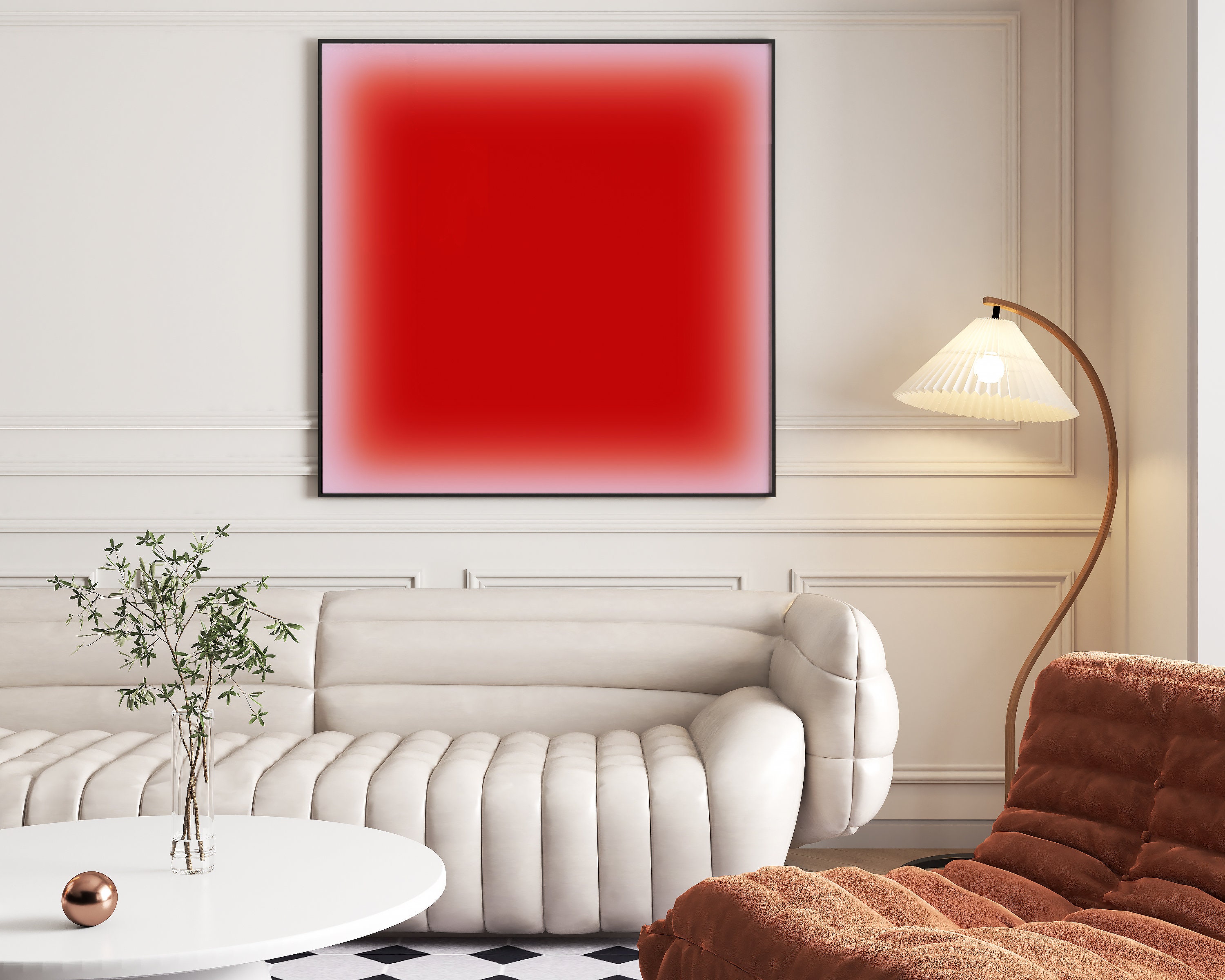 Pink Red Square Aura Digital File, Red Gradient Wall Print, Bold ...