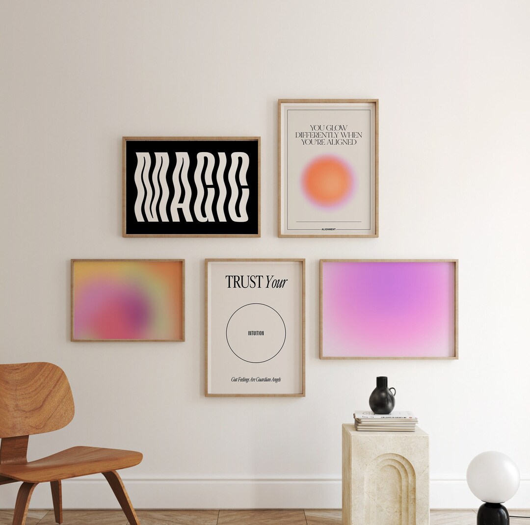 Trendy Aura Gradient Art Print Set, Spiritual Quote Wall Decor (digital ...