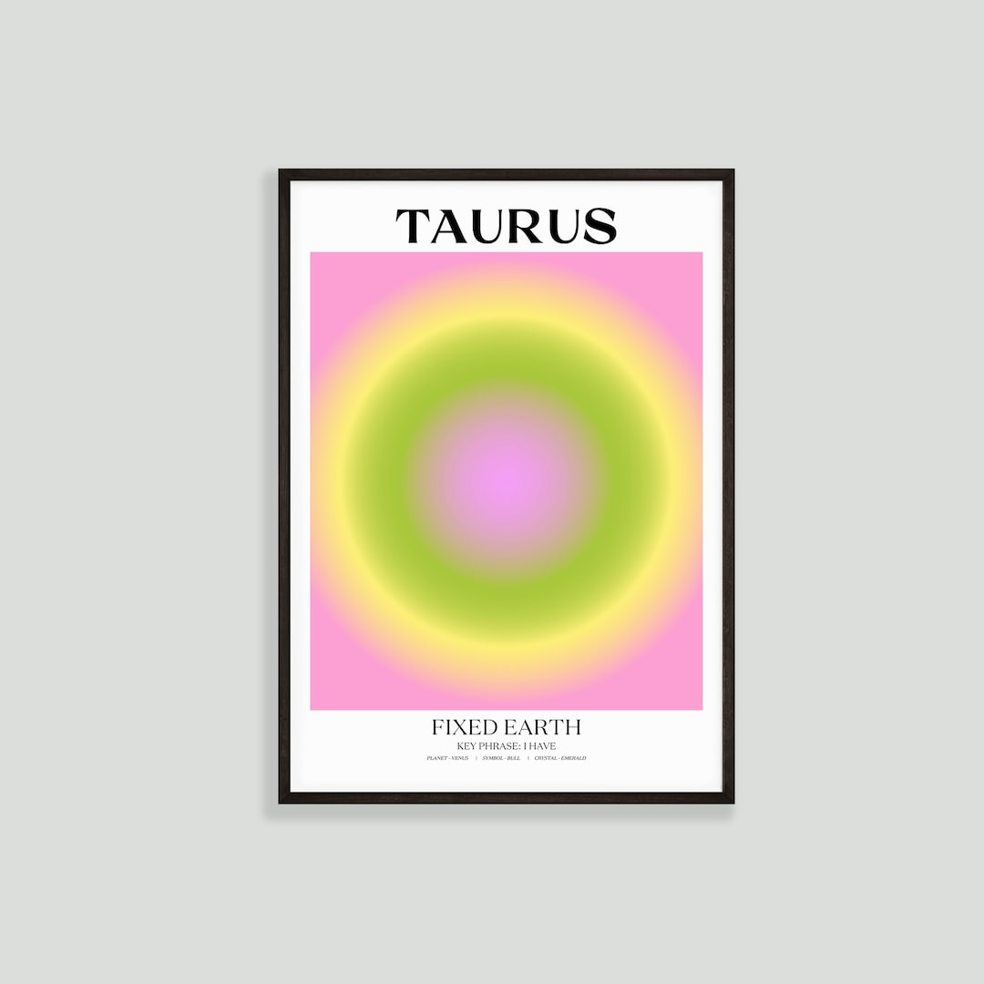 Taurus Gradient Wall Art, Zodiac Print, Gradient Aura Poster, Pink ...