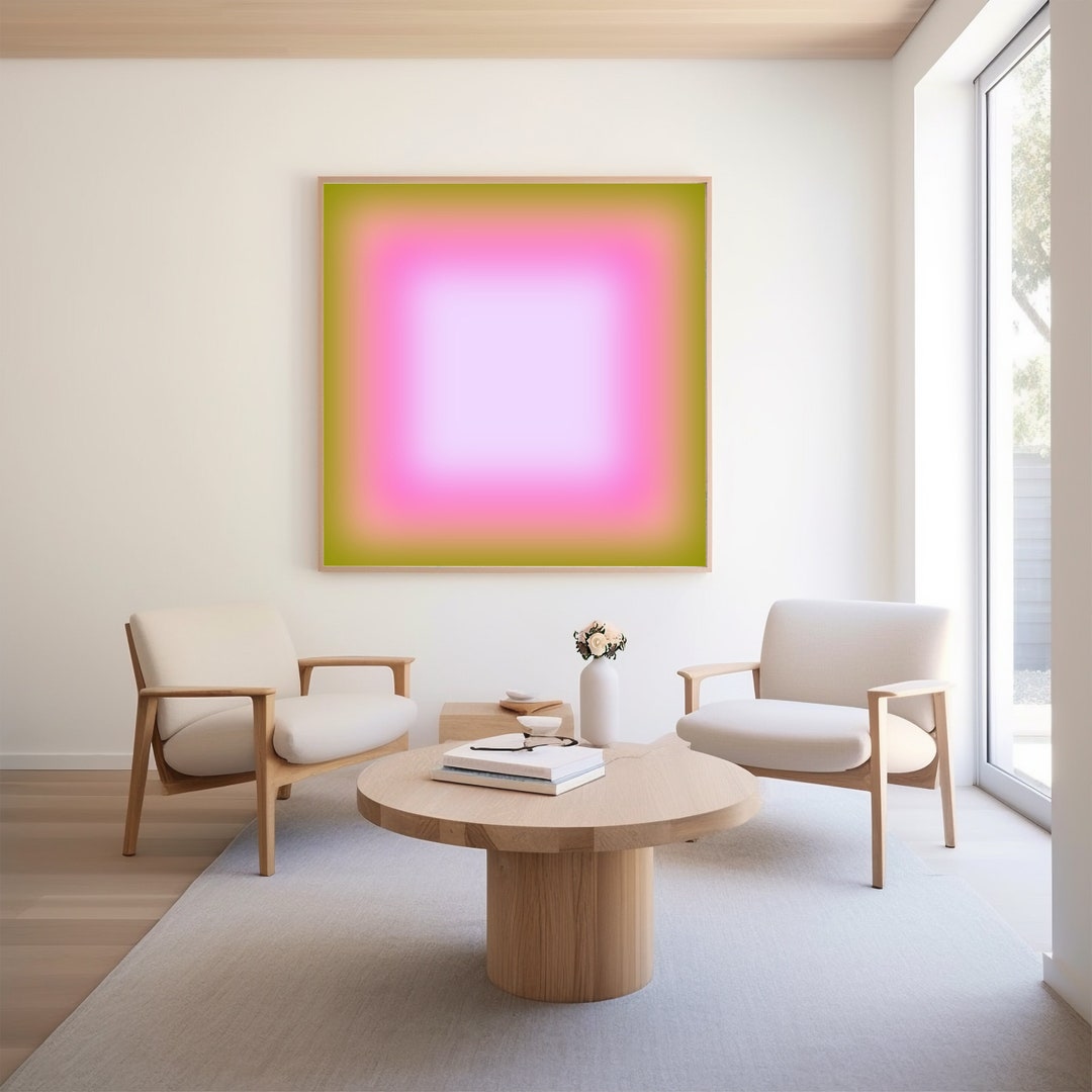 Manifest Pink Green Square Aura Art Print, Pink Gradient Wall Print ...