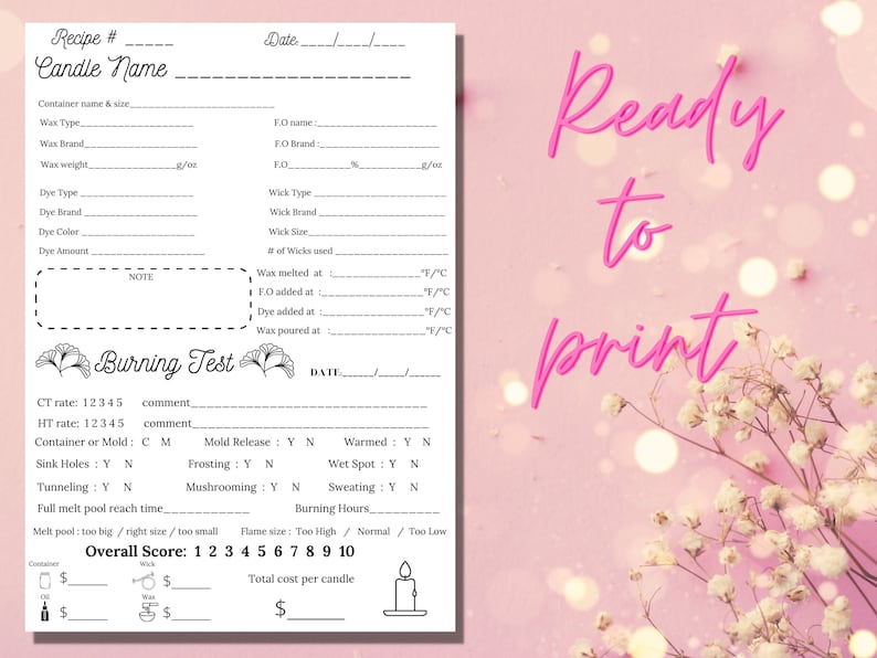 My Candle Recipe Book / Candle Making Sheet / Candle Testing Sheet ...