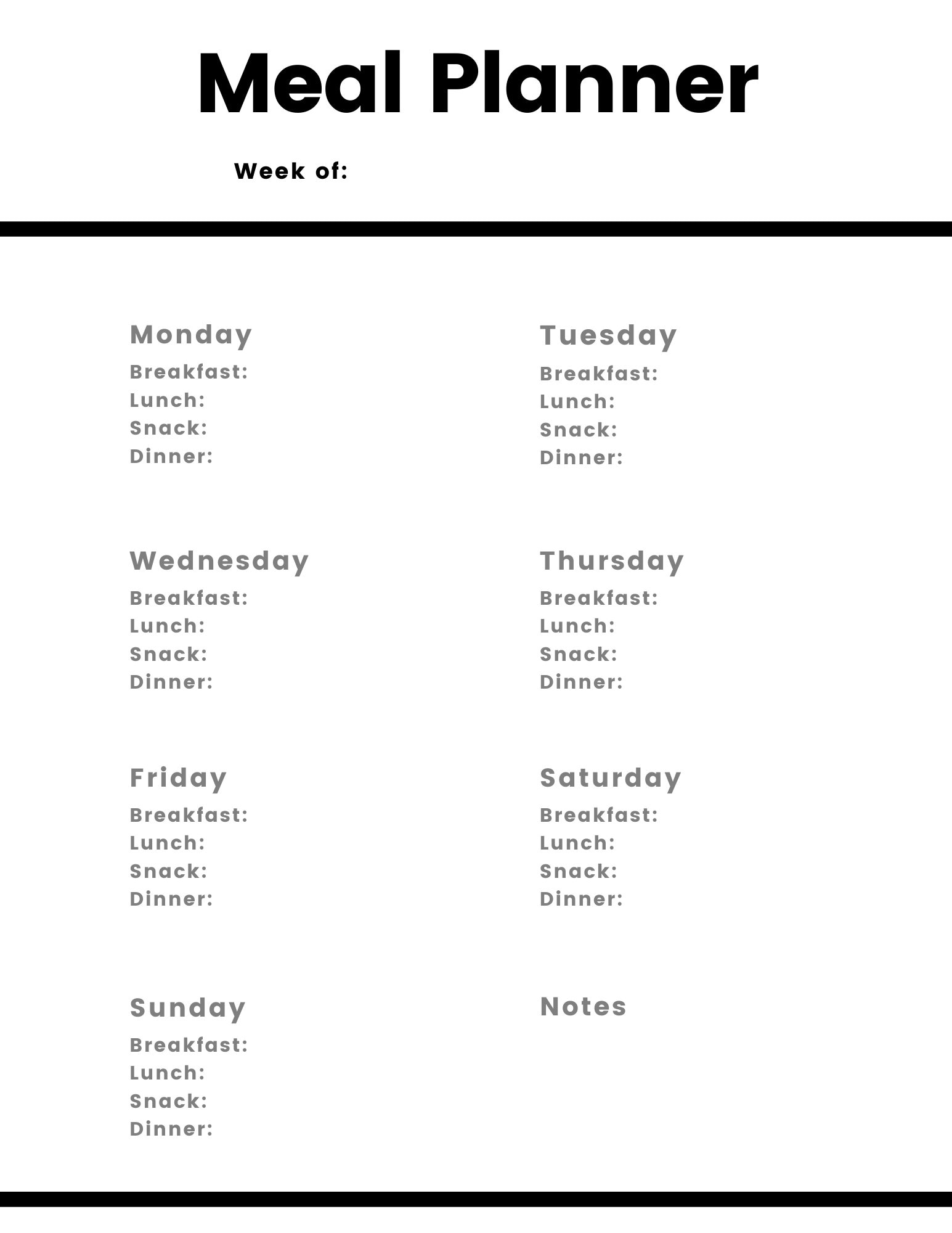 Weekly Meal Plan Printable, PDF, Digital Download - Etsy