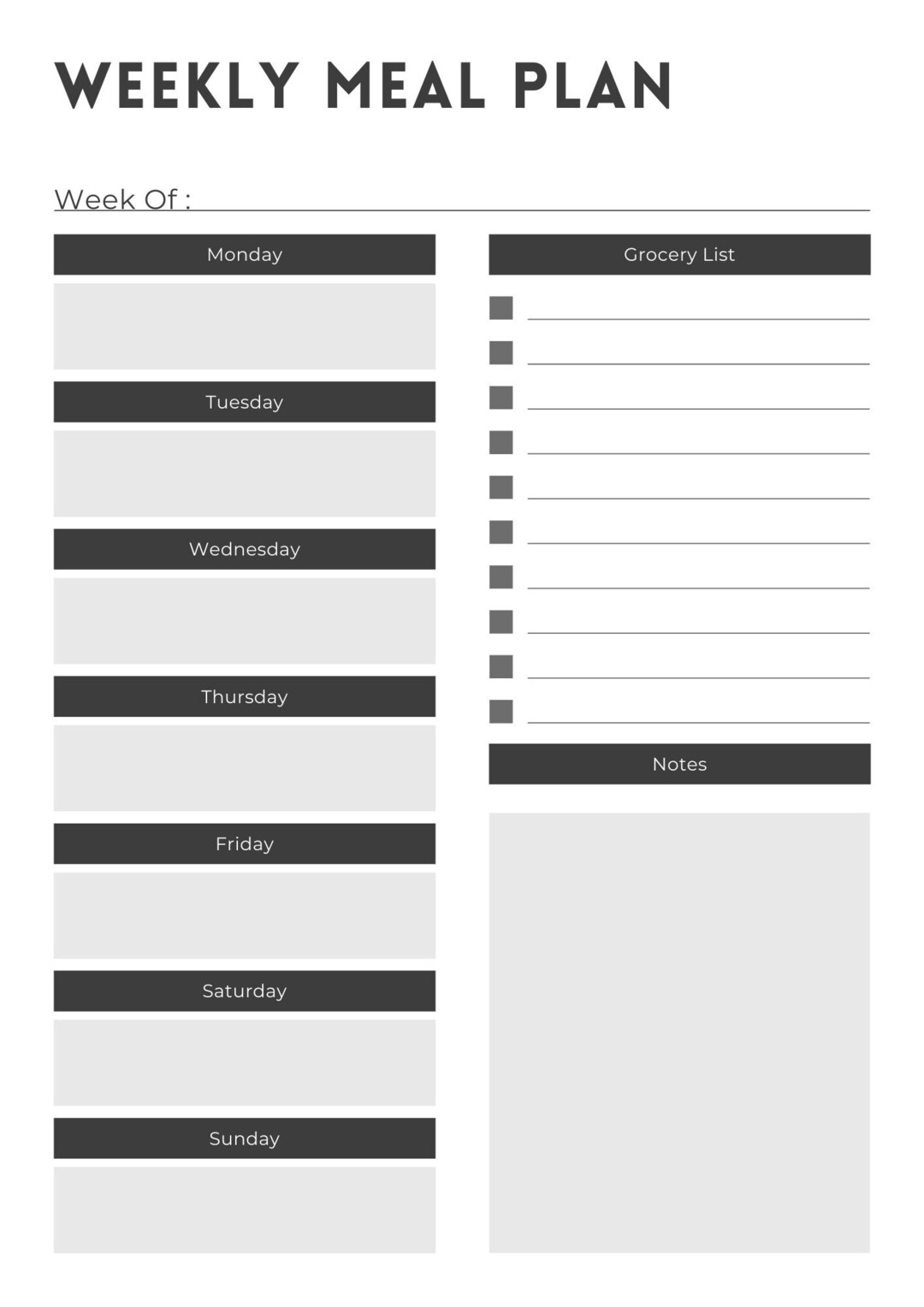 Weekly Meal Plan Printable, PDF, Digital Download - Etsy