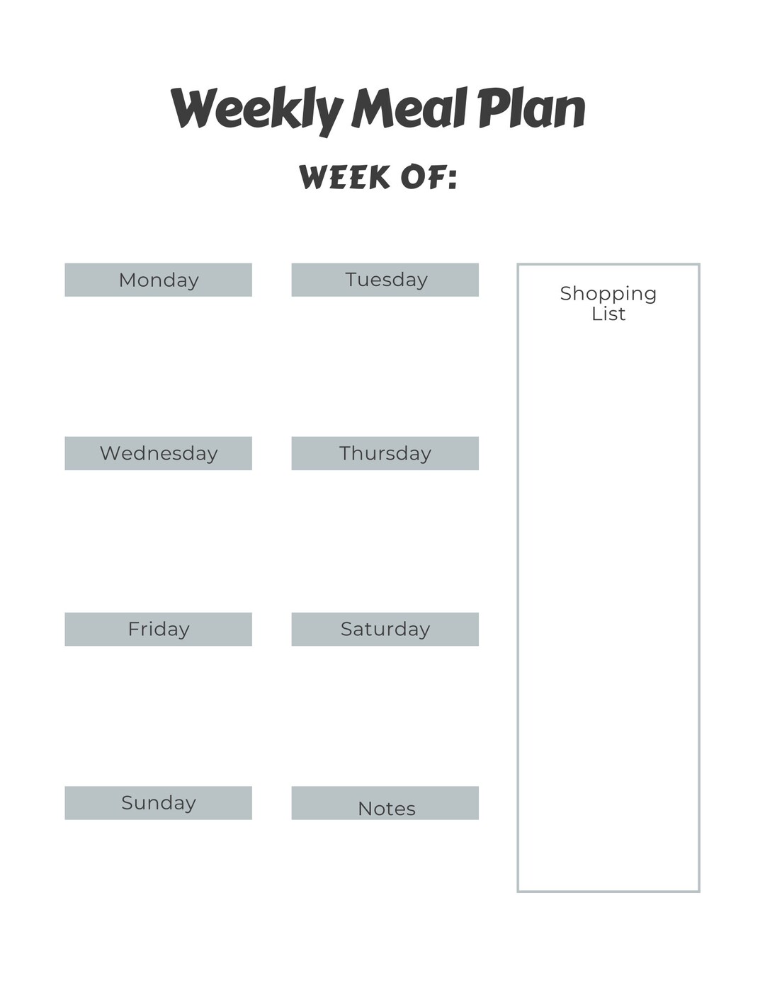 Weekly Meal Plan Printable, PDF, Digital Download - Etsy