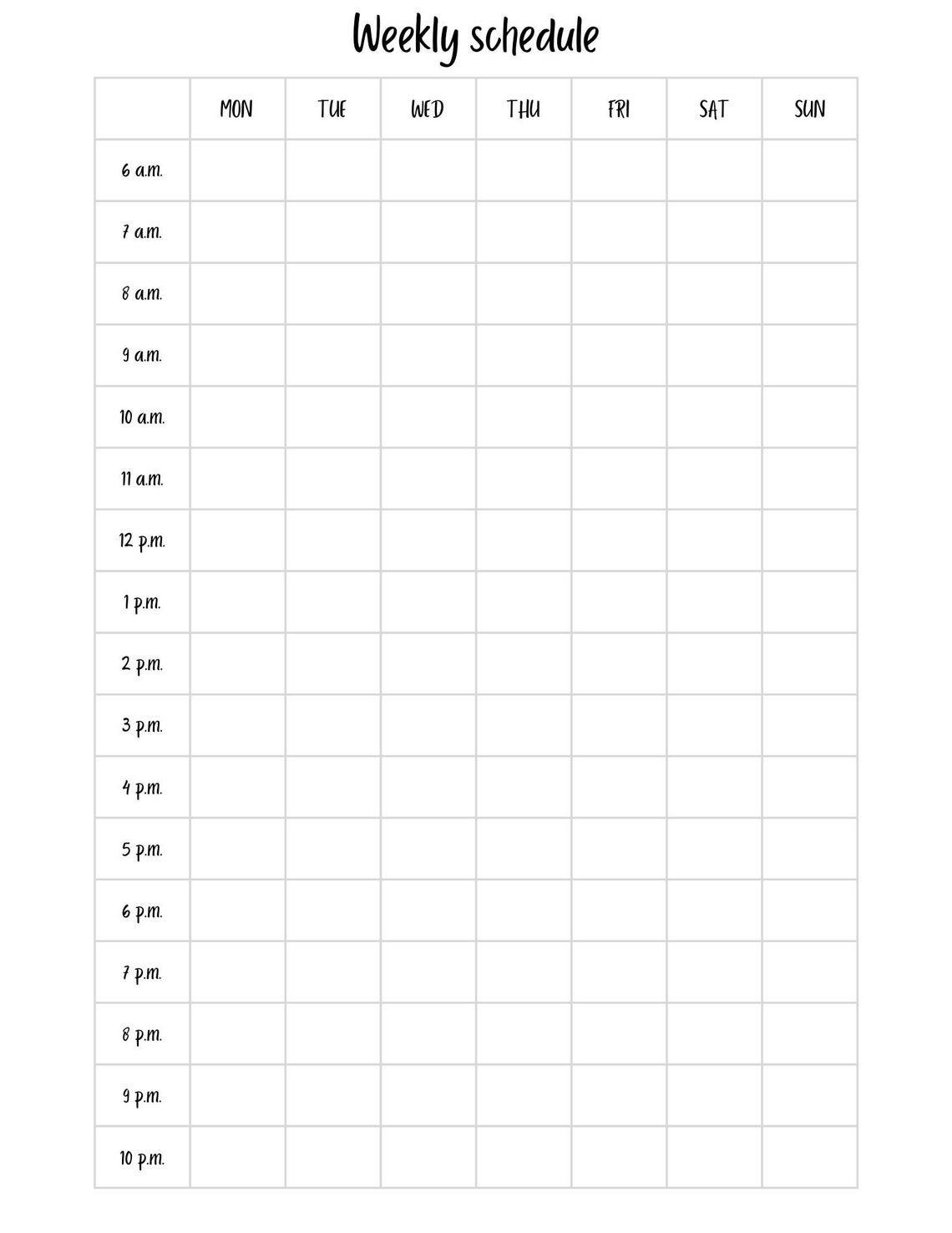 Weekly Schedule Printable, PDF, Digital Download - Etsy