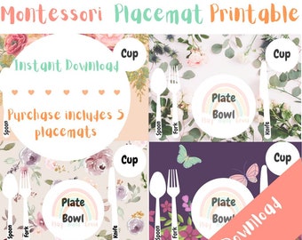 Dinosaur| Montessori Table Setting Placemat| PRINTABLE DOWNLOAD ...