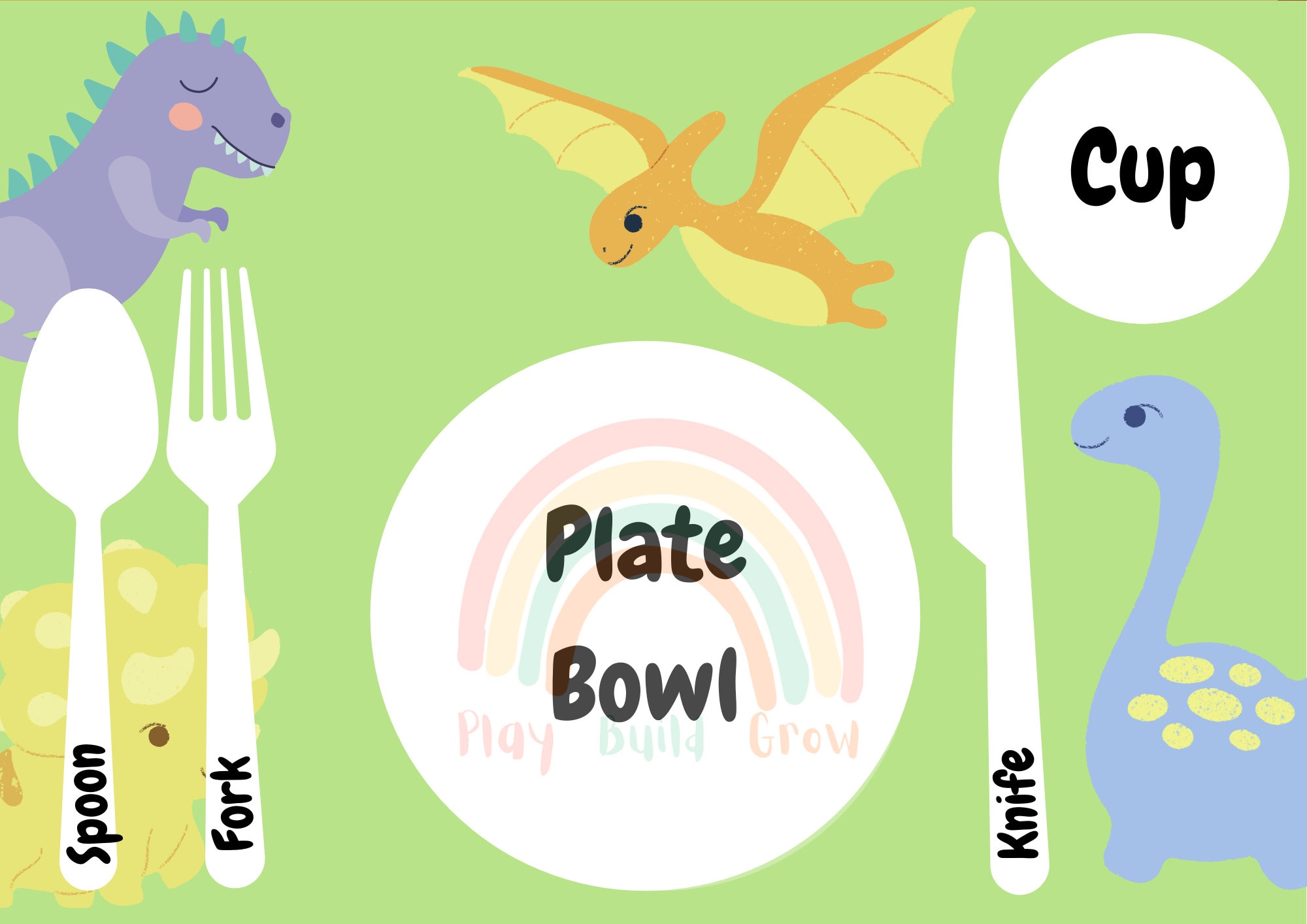 Dinosaur| Montessori Table Setting Placemat| PRINTABLE DOWNLOAD ...
