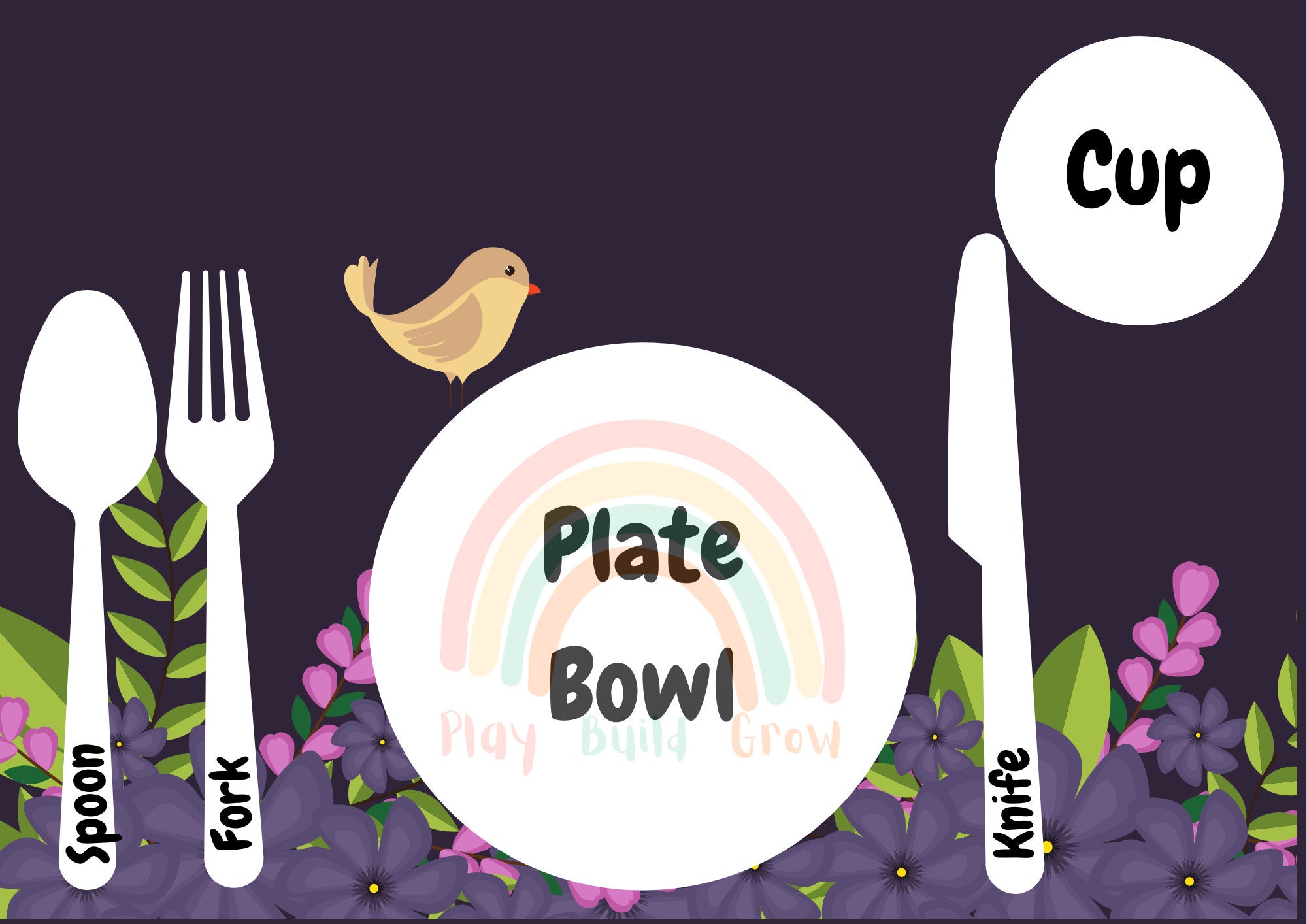Floral Montessori Table Setting Placemat PRINTABLE DOWNLOAD Toddler ...