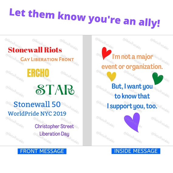 PRIDE ALLY Support Card Printable Pride Card Pride Support | Etsy