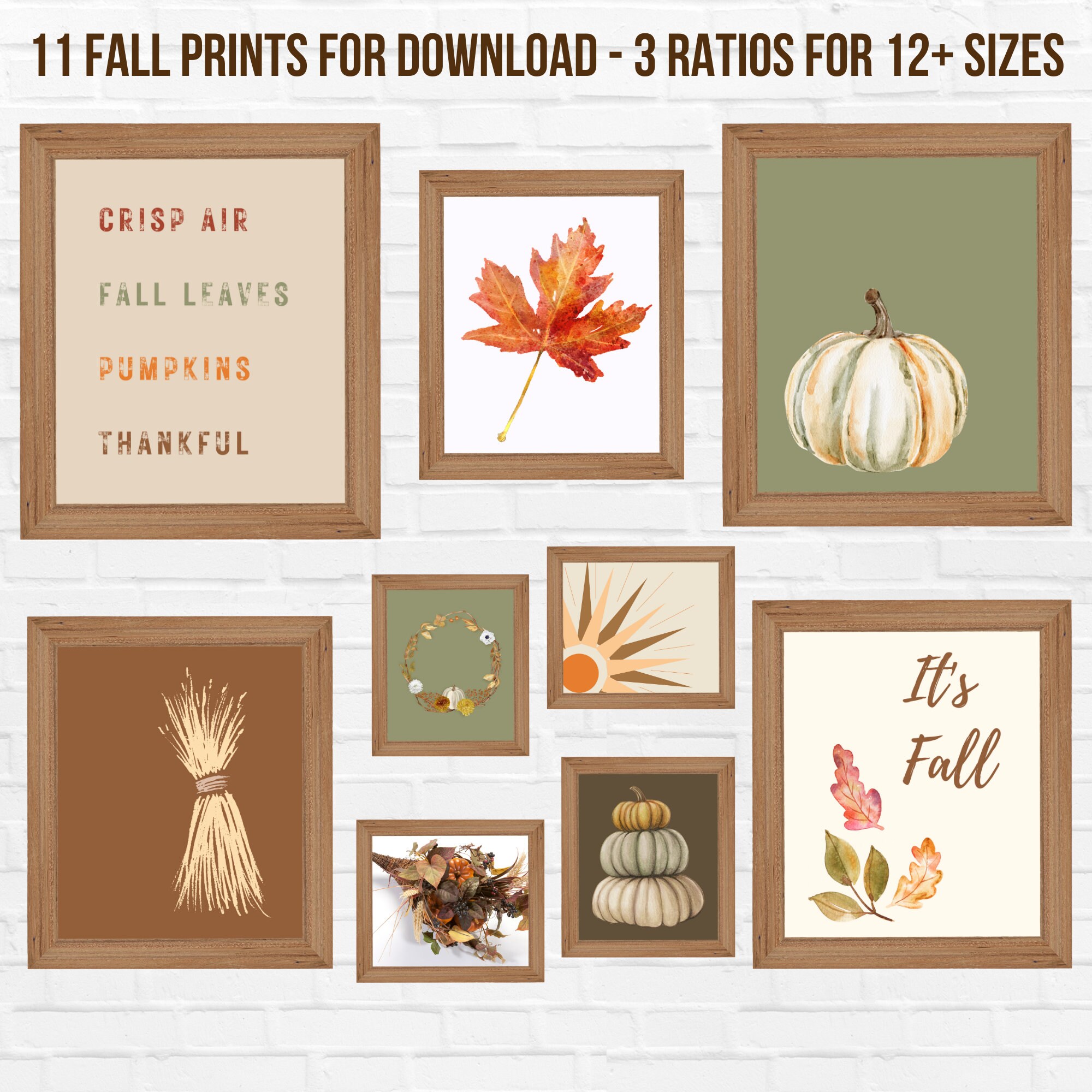 Fall Wall Art Gallery Printable Bundle | Autumn Leaves Picture | Autumn ...