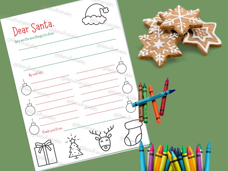 Printable Christmas Letter to Santa Coloring Sheet Wish List Download ...