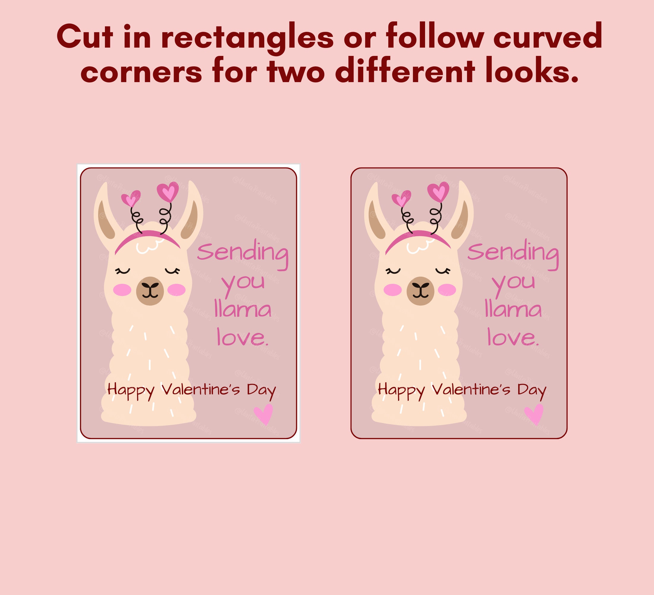 Printable Kids Valentine's Day Cards With Llamas Funny Valentine Day ...