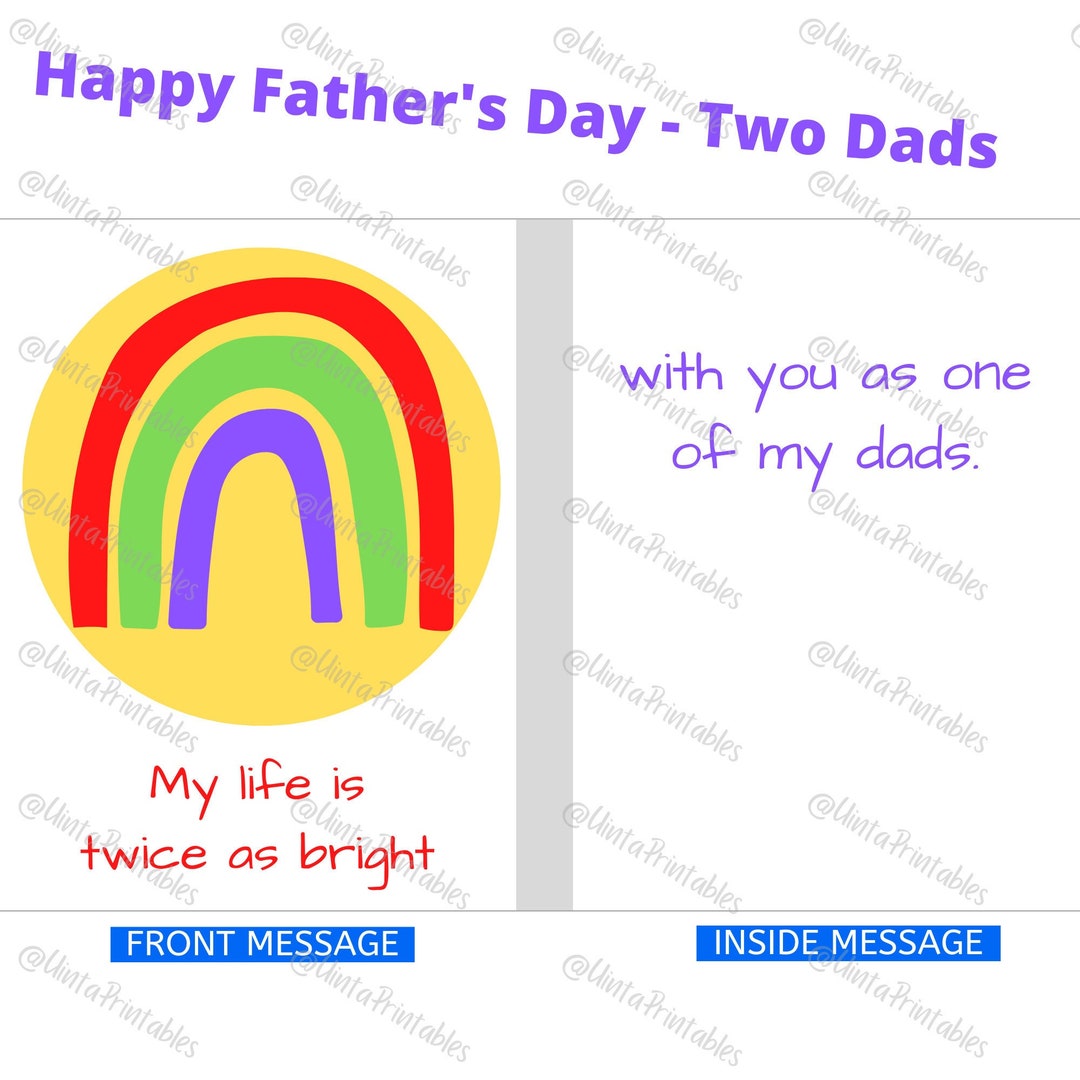 2 Dads Printable Fathers Day Card | Printable Father Card Download ...