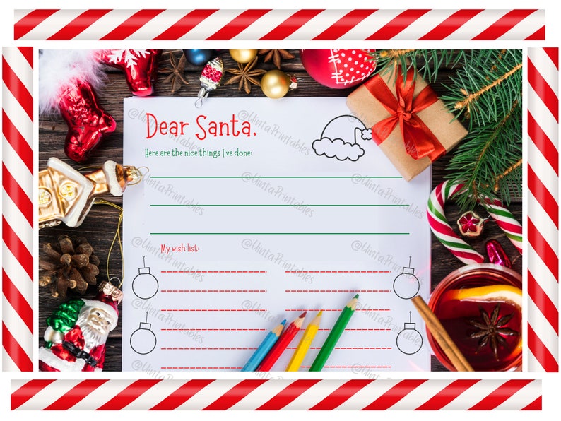 Printable Christmas Letter to Santa | Coloring Sheet & Wish List | PDF ...