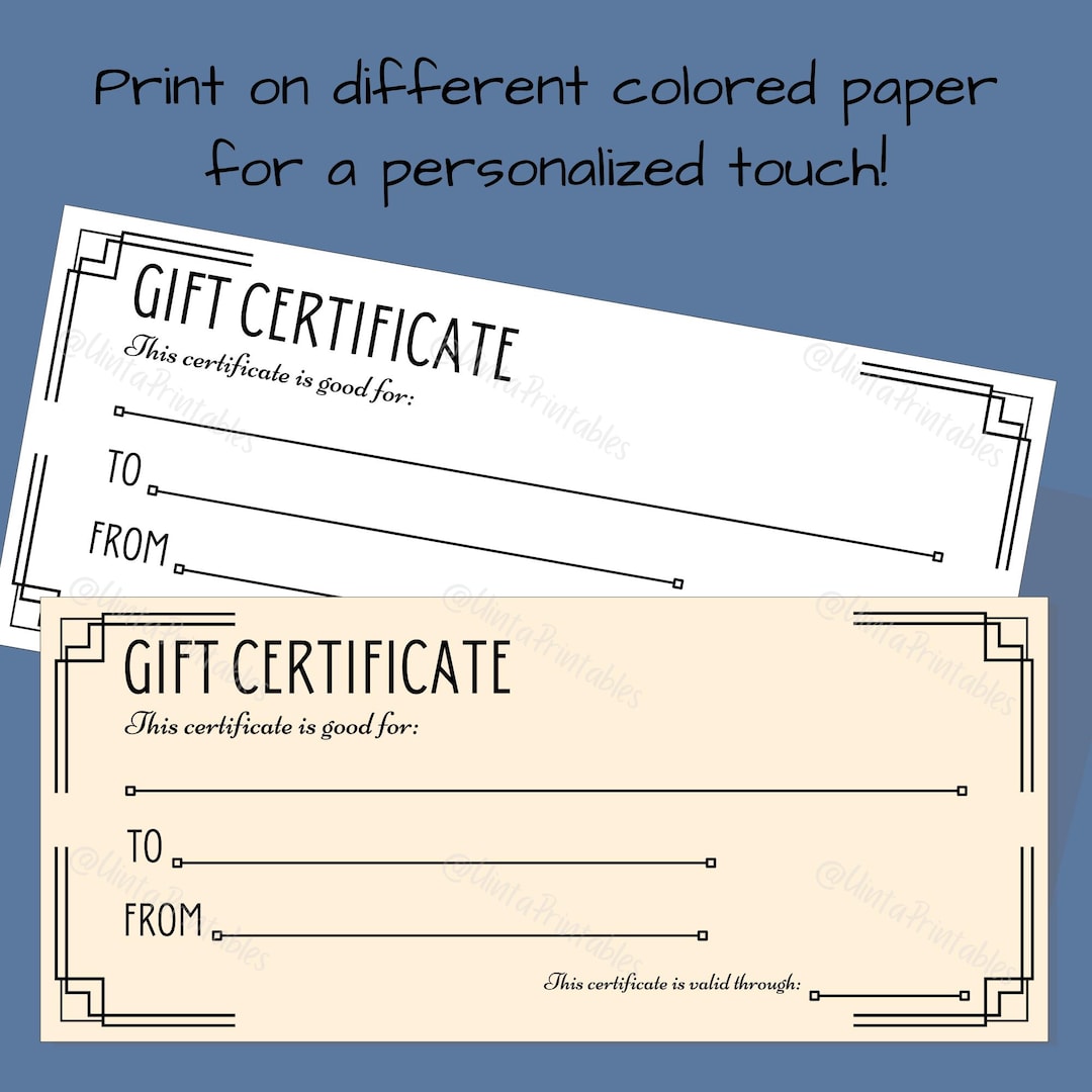 Art Deco Gift Certificate Template | Printable Award Certificate (PDF ...