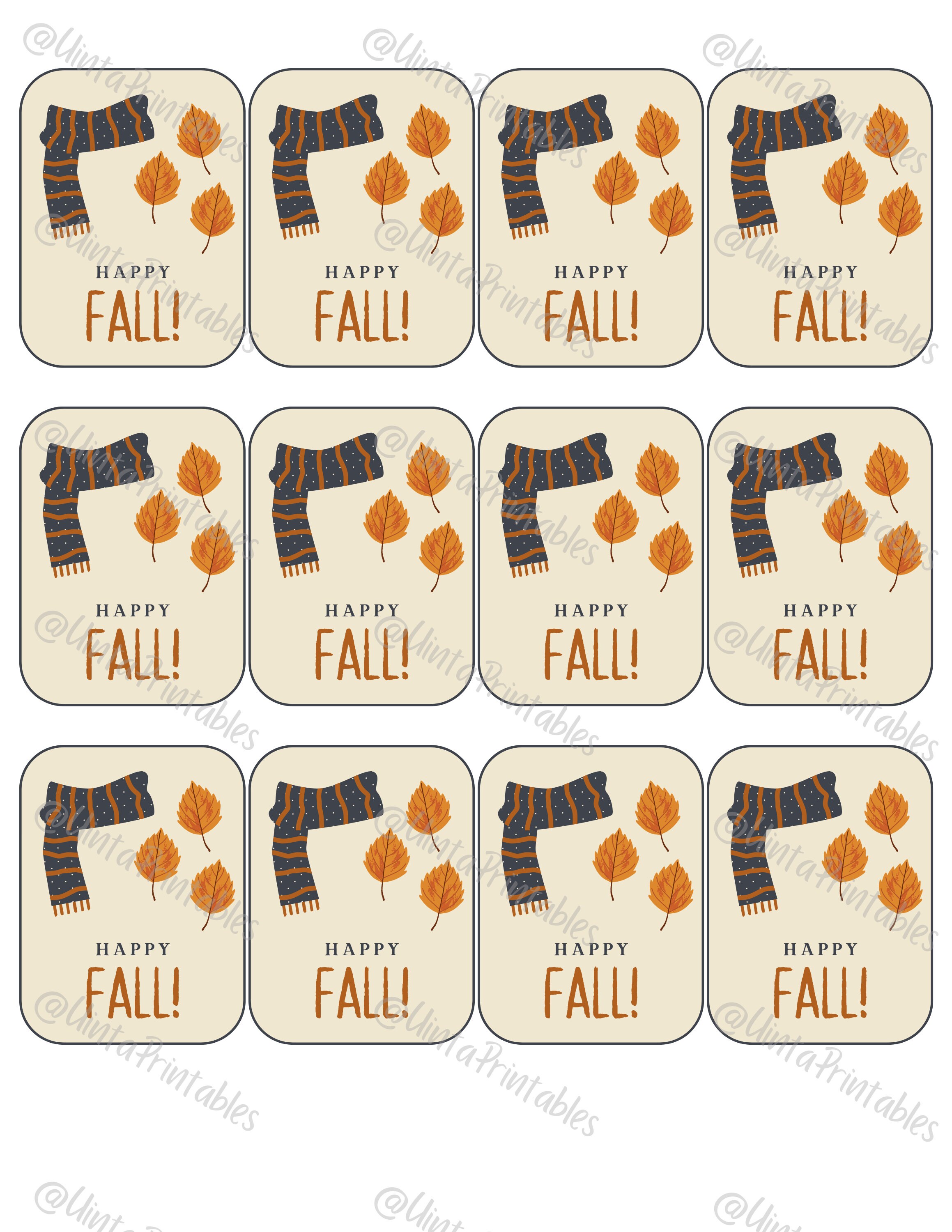 Rustic Fall Gift Tags | Printable Treat Bag Designs (PDF) - Etsy