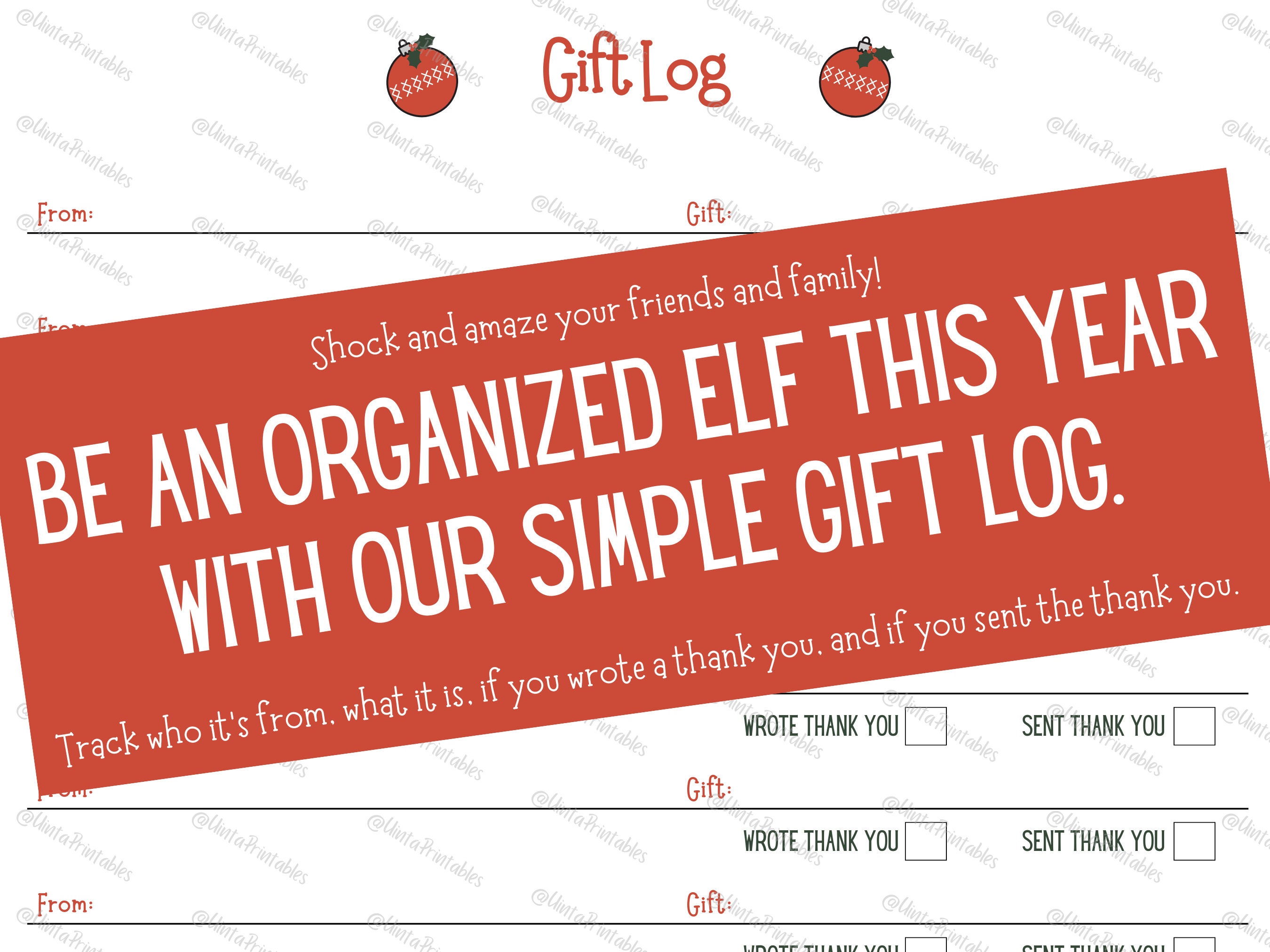 Printable Christmas Gift Log Sheet | Christmas Gift Tracker Download ...