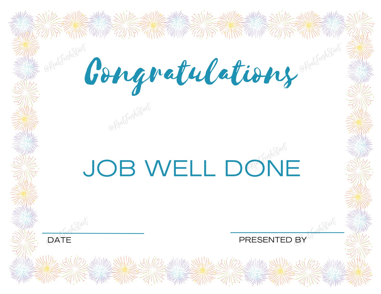 Fillable Certificate Award Two Versions Job Well Done - Etsy