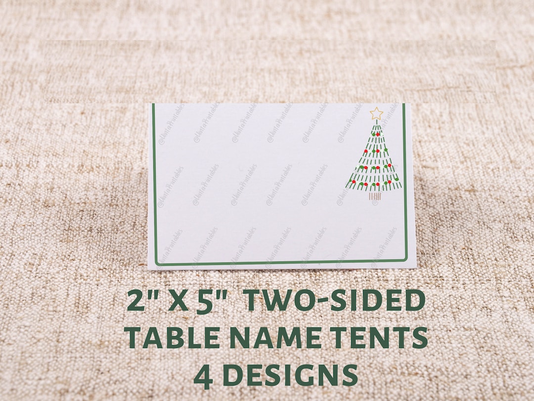 Printable Christmas Table Tent Name Cards 2x5 Christmas Tags Two-sided ...