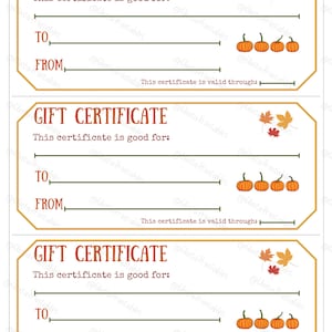 Printable Fall Gift Certificate | Autumn Award Certificate Set ...