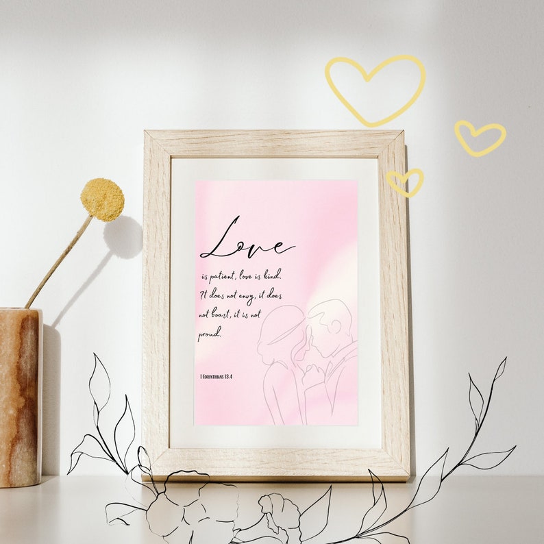 Love is Patient, Love is Kind Bible Verse Poster, Digital Download, 1 ...